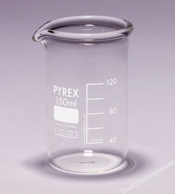 BEAKER PYREX GLASS HEAVY DUTY TALL FORM WITH SPOUT 150ML ...